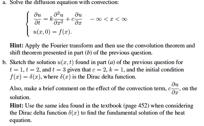 Solve the diffusion equation with convection: | Chegg.com