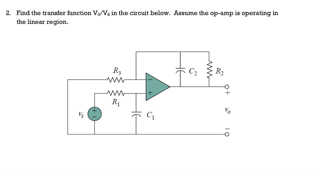 Solved 2. Find the transfer function Vo/Vs in the circuit | Chegg.com