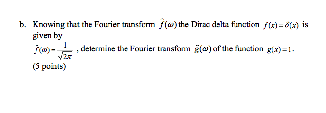 Solved Knowing that the Fourier transform f (a) the Dirac | Chegg.com