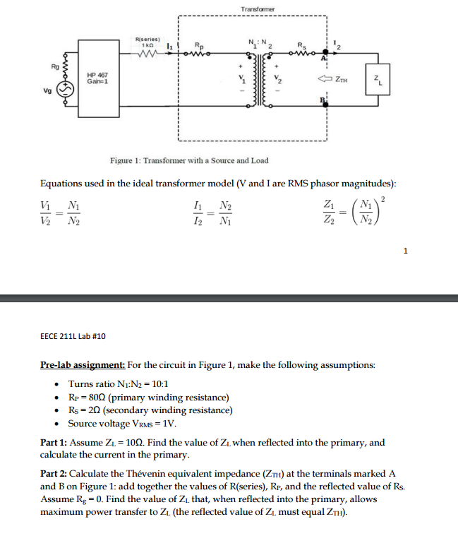 Solved Equations used in the ideal transformer model (V and | Chegg.com
