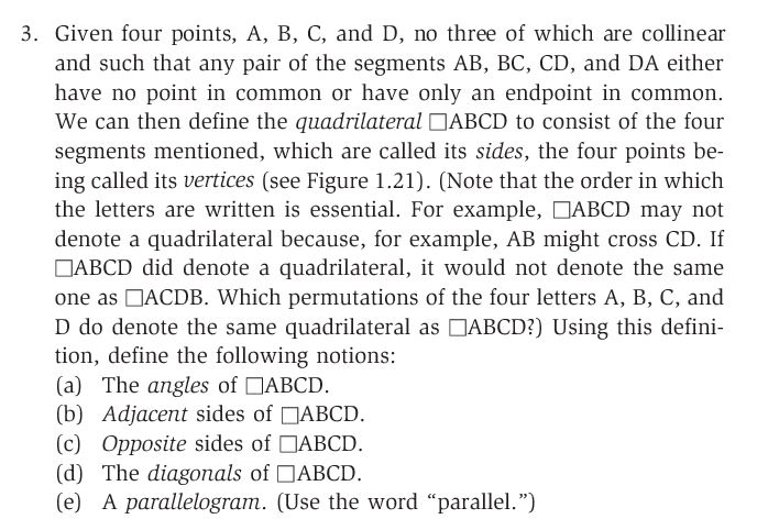 Solved Given four points, A, B, C, and D, no three of which | Chegg.com