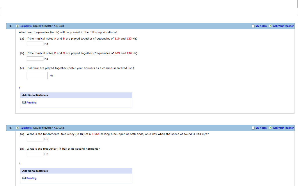 Solved 8. 3 points OSColPhys2016 17.5.P039 My Note$ Ask Your | Chegg.com