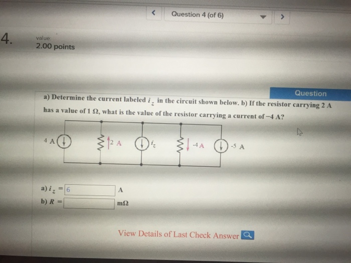 Solved Determine the current labeled i_z in the circuit | Chegg.com
