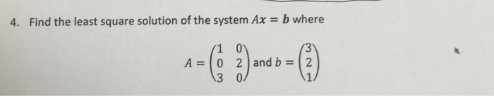 Solved Find the least square solution of the system Ax = b | Chegg.com