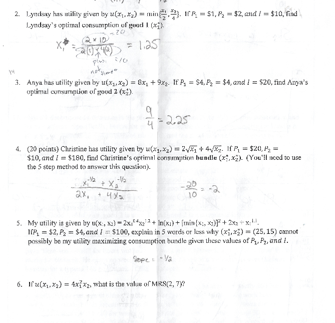 Solved Lyndsay has utility given by u(x_1, x_2) = | Chegg.com
