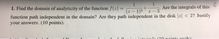 Solved Find the domain of analyticity of the function f(z) = | Chegg.com