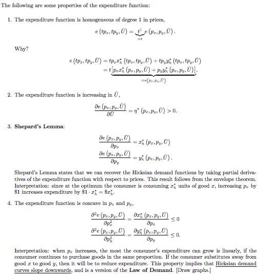 The following are some properties of the expenditure | Chegg.com