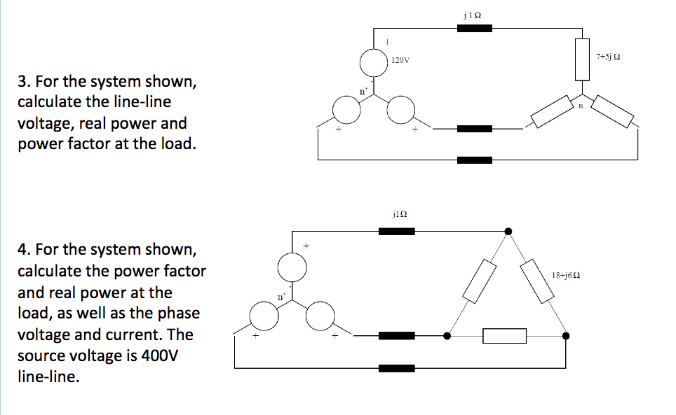 Solved For the system shown, calculate the line-line | Chegg.com