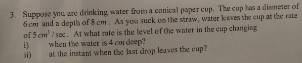 Solved Suppose You Are Drinking Water From A Conical Paper