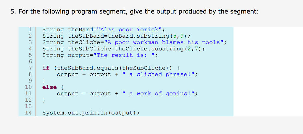 Solved For the following program segment, give the output | Chegg.com