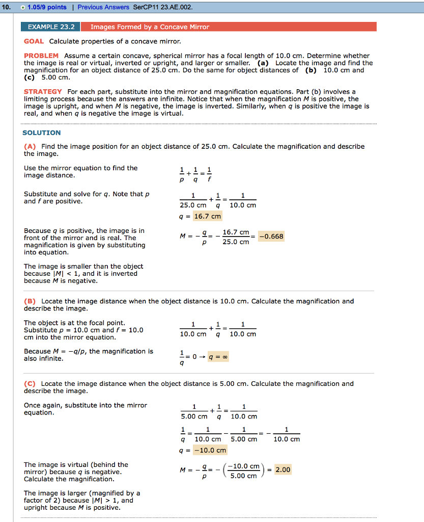 Solved 10. 1.05/9 points | Previous Answers SerCP11 | Chegg.com