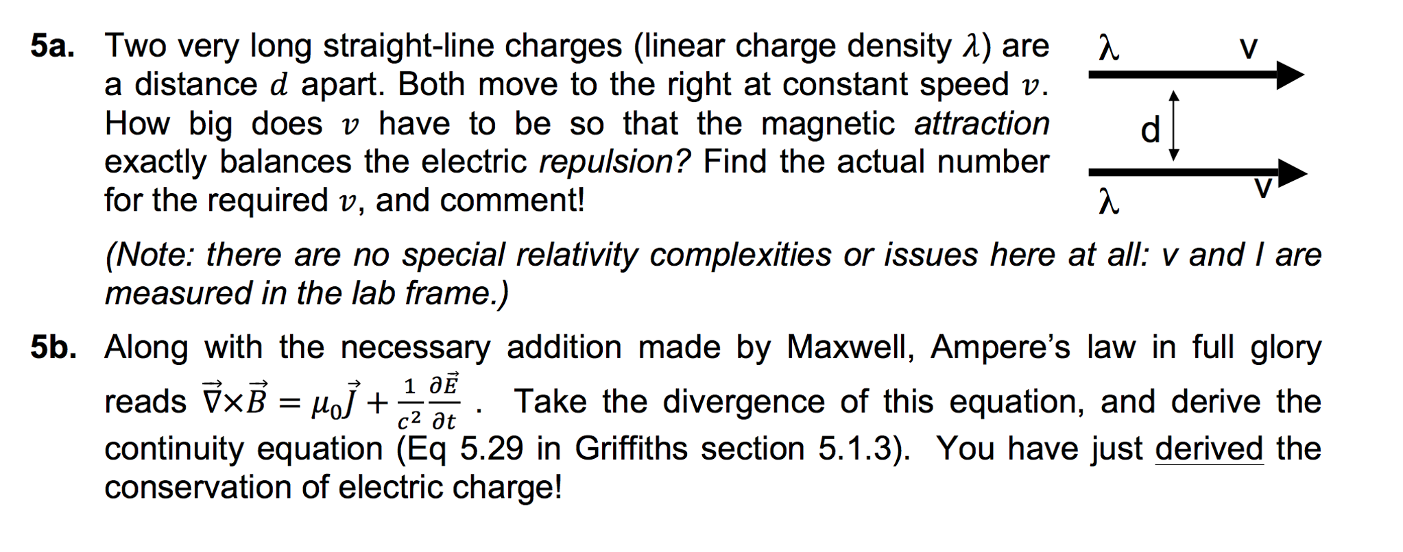 Two very long straight-line charges (linear charge | Chegg.com