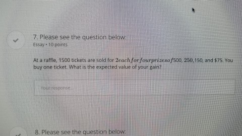 Solved At a raffle, 1500 tickets are sold for 2each for four | Chegg.com