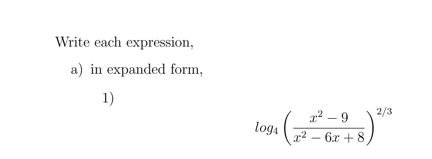 Solved Write each expression, in expanded form, log4(x2-9 | Chegg.com