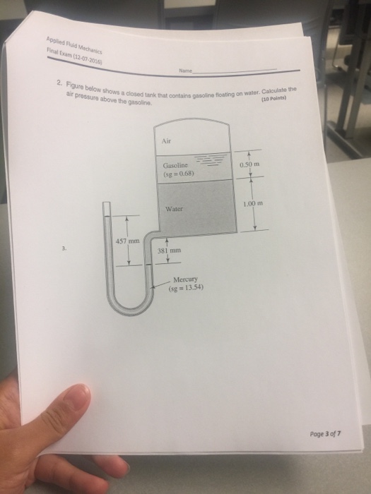 Solved Figure below shows a closed tank contains gasoline | Chegg.com