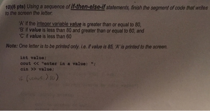 Solved Using a sequence of if-then-else-if statements, | Chegg.com