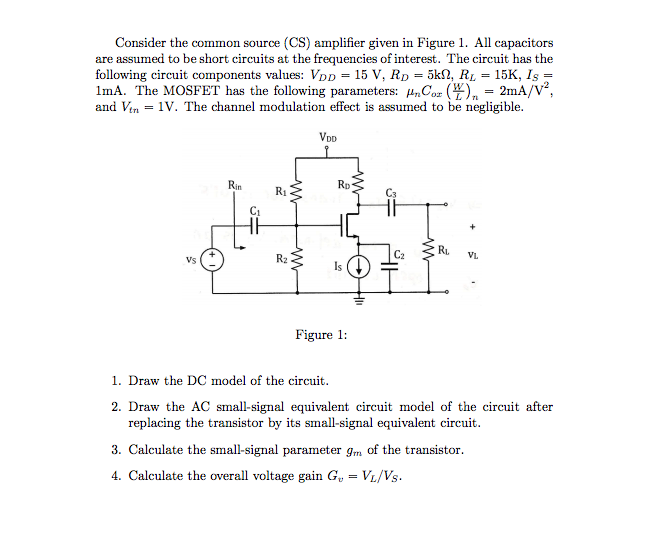 Solved Consider the common source (CS) amplifier given in | Chegg.com