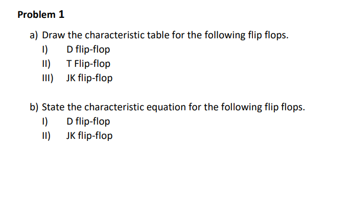 Solved Problem 1 a) Draw the characteristic table for the | Chegg.com