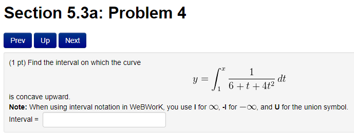 Solved Section 5.3a: Problem 4 Prev Up Next (1 pt) Find the | Chegg.com