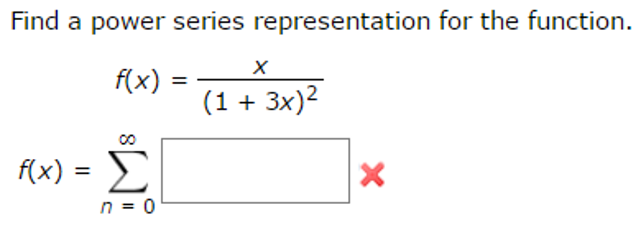 Solved: Find A Power Series Representation For The Functio... | Chegg.com