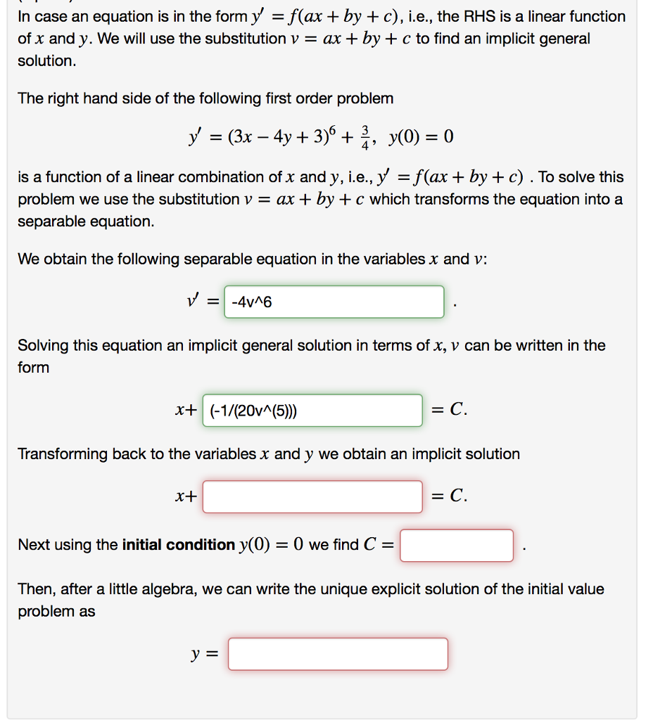 Solved In case an equation is in the form y = f(ax + by + | Chegg.com