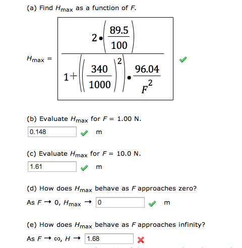 Solved Find Hmax as a function of F. Hmax = 2 | Chegg.com