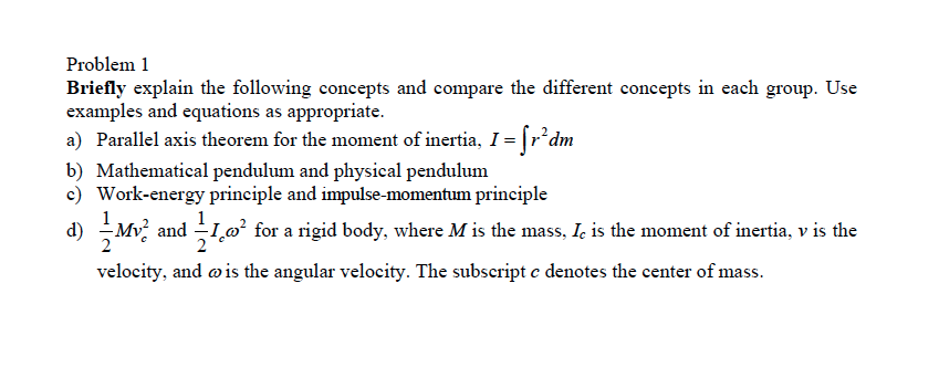 Solved Problem 1 Briefly explain the following concepts and | Chegg.com