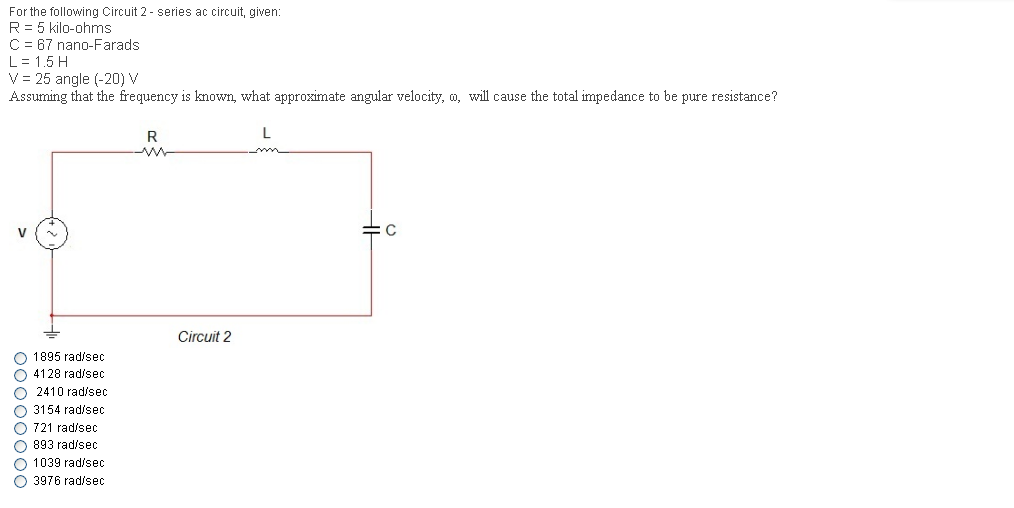 Solved For the following Circuit 2 - series ac circuit, | Chegg.com
