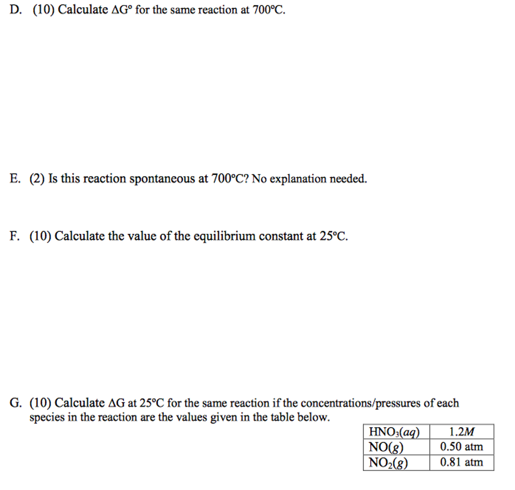 Solved Thermodynamics. The Gibb's Free Energy (Delta G) can | Chegg.com