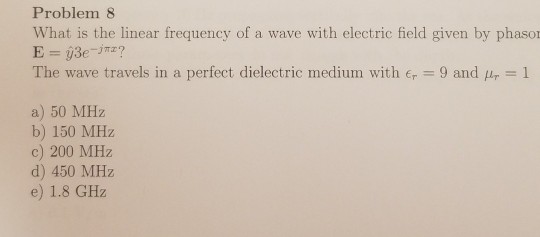 Solved Problem 8 What is the linear frequency of a wave with | Chegg.com