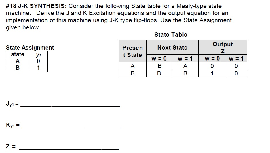 Solved #18 J-K SYNTHESIS: Consider the following State table | Chegg.com