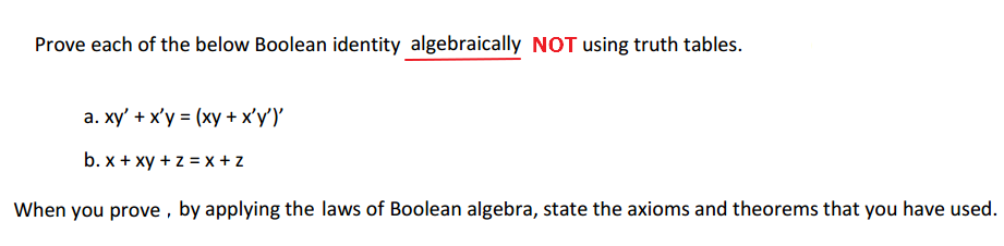 Solved Prove Each Of The Below Boolean Identity