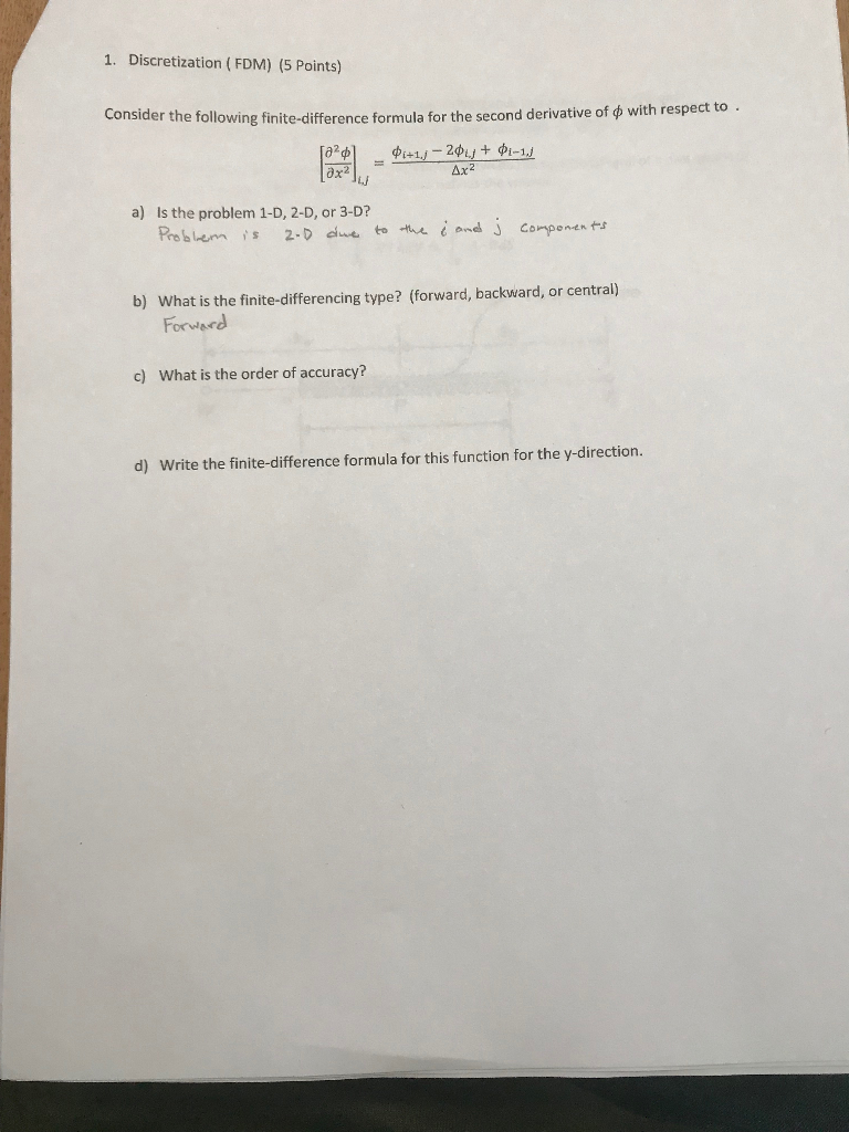 Solved 1. Discretization (FDM) (5 Points) Consider the | Chegg.com