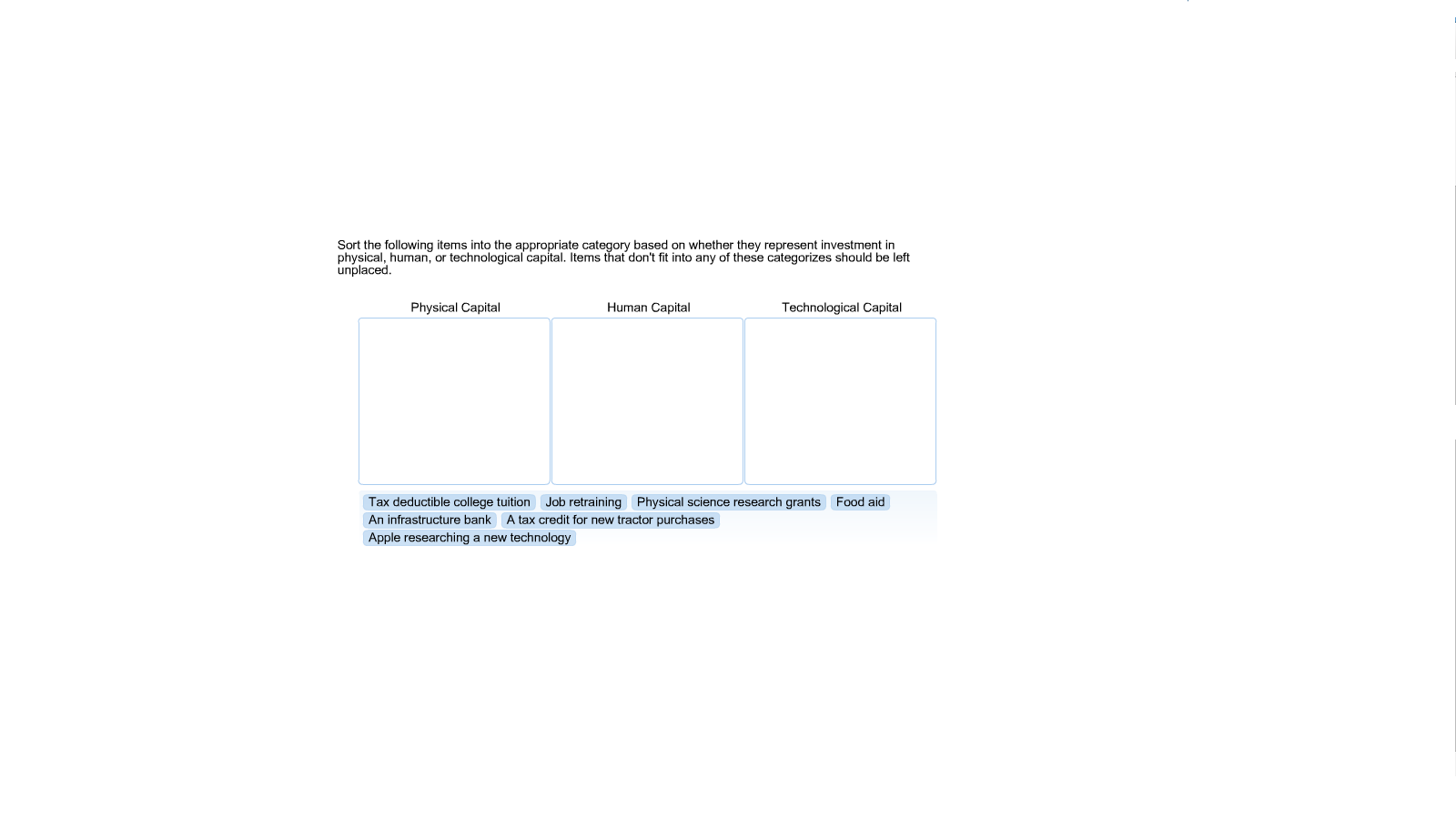 Solved Sort the following items into the appropriate | Chegg.com