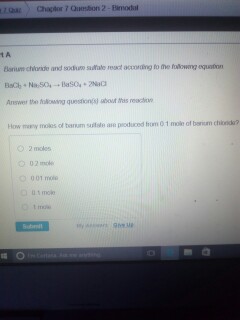 Solved Barium chloride and sodium react according to the | Chegg.com