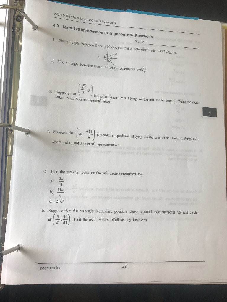 Solved WVU Math 129 & Math 155 Joint Workbook 4.3 Ma th 129 | Chegg.com
