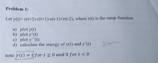 Solved Let y(t) = r(t + 2) - r(t + 1 ) - r(l - 1) + r(t-2), | Chegg.com
