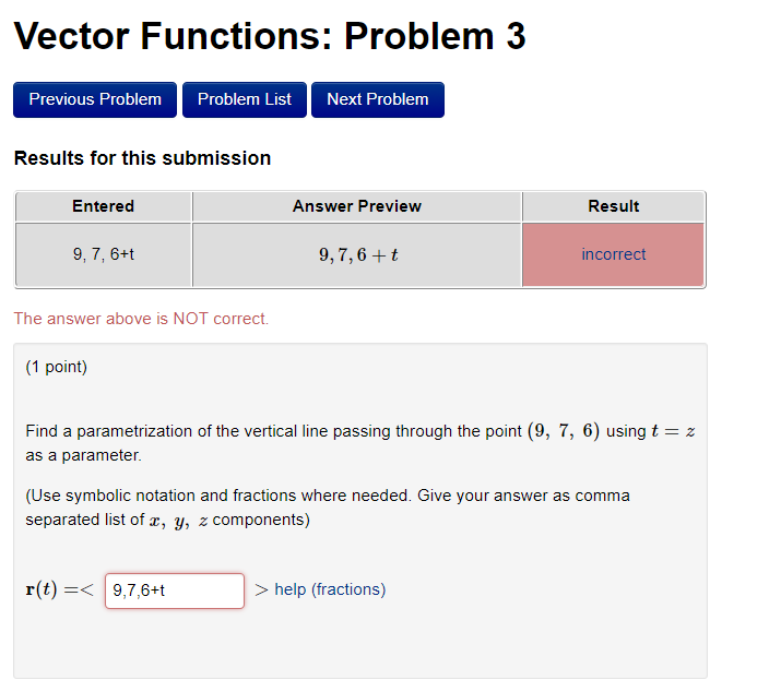 Solved Find a parametrization of the vertical line passing | Chegg.com