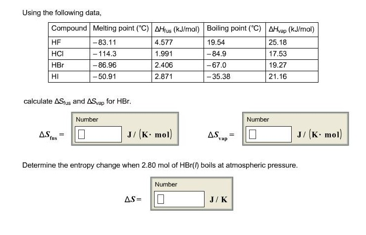 Solved Using the following data. calculate Delta Sfus and | Chegg.com