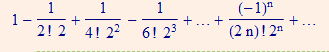 Solved Find the infinite sum. 1 - 1/(2! 2) + 1/(4! 2^2) - | Chegg.com