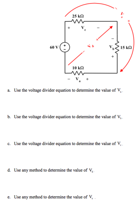 Solved レ 25 kS2 +V V + Use the voltage divider equation to | Chegg.com