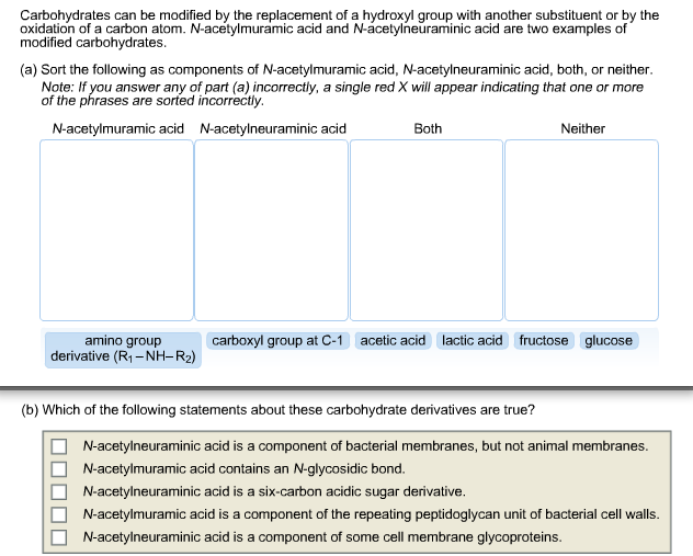 Solved Carbohydrates can be modified by the replacement of a | Chegg.com