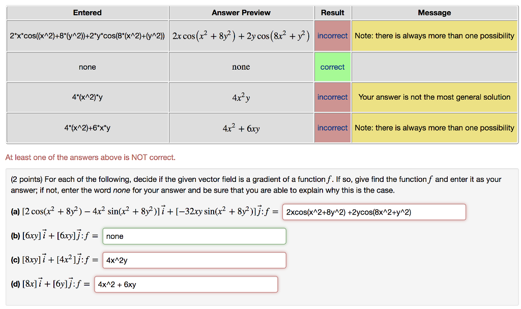 Solved For each of the following, decide if the given vector | Chegg.com