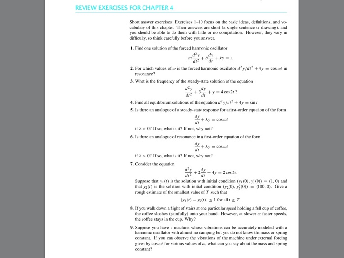 Solved REVIEW EXERCISES FOR CHAPTER 4 Short Answer Chegg