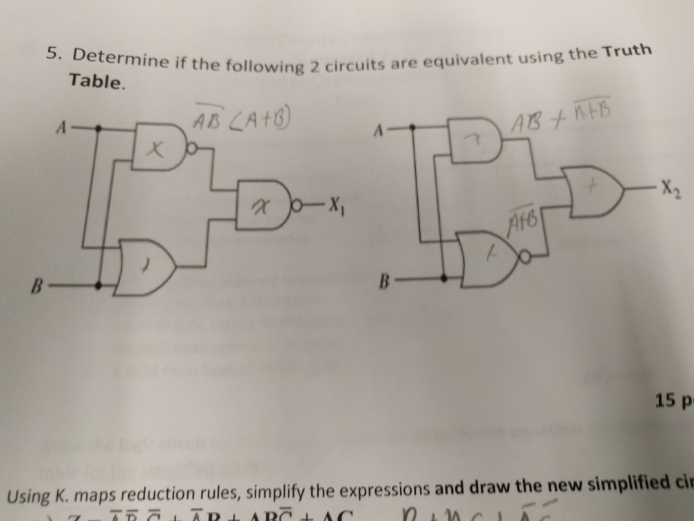 Solved Determine if the following 2 circuits are equivalent | Chegg.com