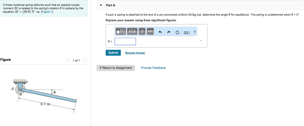 Solved A linear torsional spring deforms such that an | Chegg.com