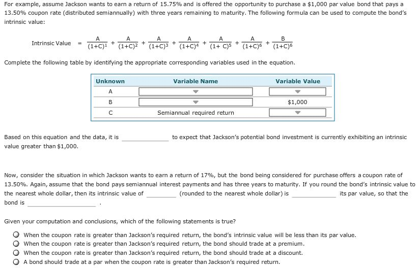 Solved For example, assume Jackson wants to earn a return of | Chegg.com Solved For example, assume Jackson wants to earn a return of | Chegg.com