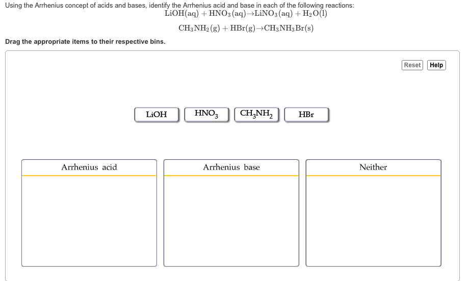 Solved Using the Arrhenius concept of acids and bases, | Chegg.com