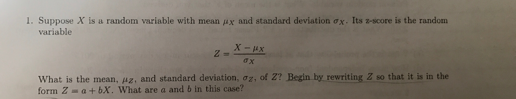Solved Suppose X Is A Random Variable With Mean μx And