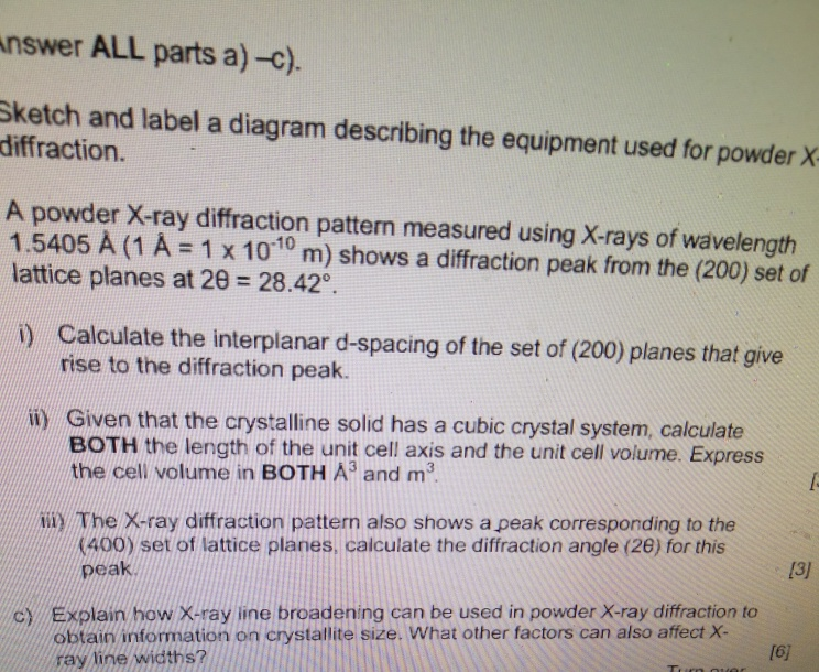 Solved nswer ALL parts a)-c). Sketch and label a diagram | Chegg.com